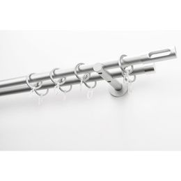 Garesa Gardinenstange &raquo;EASY&laquo; &Oslash; 20 mm 2 l&auml;ufig-l&auml;ufig Wunschma&szlig;l&auml;nge Vorhanggarnitur, verl&auml;ngerbar, Endk. M. Ausschnitt, Alu, m. Ringe silber Aluminium