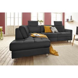 Sit & More sit&more Ecksofa &raquo;Pablo L-Form&laquo; wahlweise mit Schlaffunktion und Bettkasten schwarz Luxus-Microfaser ALTARA NUBUCK (100% Polyester) / Struktur fein (