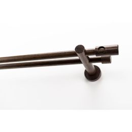 Garesa Gardinenstange &raquo;PANDRI&laquo; &Oslash; 20 mm 2 l&auml;ufig-l&auml;ufig Wunschma&szlig;l&auml;nge Vorhanggarnitur, verl&auml;ngerbar, gerader Knopf mit Ausschnitt braun Holzwerkstoff 