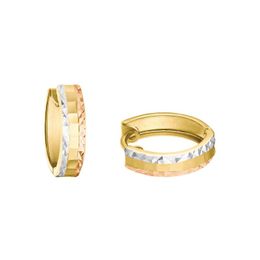 Amor Damen Paar Creolen &raquo;Tricolor&laquo; rosa Gelbgold 375