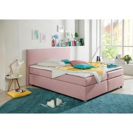 Home Affaire Boxspringbett &raquo;Eliana&laquo; inkl. Topper, in 4 Breiten, 3 Matratzenarten und 2 H&auml;rtegraden rosa Struktur fein, Liegefl&auml;che B/L: 200cm x 200cm 