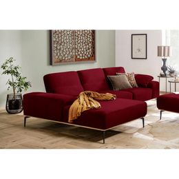 W.Schillig Ecksofa &raquo;run, Designsofa mit tollem Sitzkomfort, bequem, L-Form&laquo; mit Holzsockel, F&uuml;&szlig;e in Schwarz pulverbeschichtet, Breite 299 cm rot 