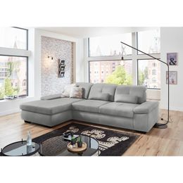 Die PlanBar Ecksofa &raquo;MP-IN16012 L-Form, mit Federkern-Polsterung&laquo; inkl. Sitztiefenverstellung, wahlweise mit weiteren Funktionen silber 85% Polyester;