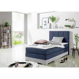 Home Affaire Boxspringbett inklusive Topper und Wendekissen blau Liegefl&auml;che B/L: 90cm x 200cm, Gewicht bis: 100 kg H3, 7-Zonen-Tonnentaschen-