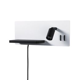 Paulmann LED Wandleuchte &raquo;Serra 2700K 650lm / 200lm 230V 5,5 / 1x2,6W&laquo; 1 Stk. Warmwei&szlig; Bettleuchte, USB C, dimmbar schwarz 1, H: 12cm, 1 Stk.