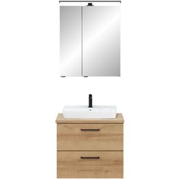 Badezimmer-Set &raquo;3-tlg. Keramikwaschtisch mit Waschtischunterschrank&laquo; 4 Stk. tlg. Spanplatte B/H/T: 63cmcm x 200cmcm x 44,5cmcm