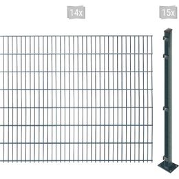 Arvotec Doppelstabmattenzaun &raquo;EASY 143 zum Aufschrauben&laquo; Zaunh&ouml;he 143 cm, Zaunl&auml;nge 2 - 60 m grau Kunststoff, Stahl H/L: 143cm x 28m, Pfosten: 15 Stk.