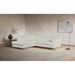 COTTA Ecksofa &raquo;Sammy L-Form&laquo; mit Kopfteilverstellung, wahlweise mit Schlaffunktion & Bettkasten wei&szlig; Microfaser Primabelle (100% Polyester);Die 