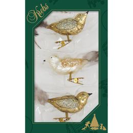 Weihnachtsbaumklammer &raquo;CBK20857, Weihnachtsdeko, Christbaumschmuck&laquo; Glasvogel wei&szlig; Glas Einheitsgr&ouml;&szlig;e