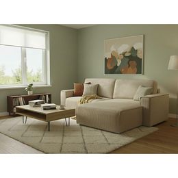 Home Affaire Ecksofa &raquo;Chance, Recamiere beidseitig montierbar, Schlaffunktion, Breite 265 cm&laquo; in Cordstoff HYPER, mit Schlaffunktion und Bettkasten 