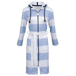 Carl Ross Damenbademantel &raquo;wash&wear&laquo; 1 Stk. RV-Kapuze blau Frottier 44/46 L: 105cm
