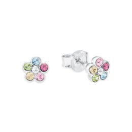 Amor Damen Paar Ohrstecker &raquo;Bl&uuml;ten&laquo; mit Kristallstein bunt 5mm, Silber 925 (Sterlingsilber)