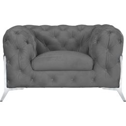 Home Affaire Chesterfield-Sessel &raquo;Amaury Sessel&laquo; aufw&auml;ndige Knopfheftung, moderne Chesterfield Optik, Fu&szlig;farbe w&auml;hlbar grau Struktur (100% Polyester9;