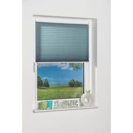 K-home Plissee &raquo;Klemmfix Pisa&laquo; Lichtschutz ohne Bohren verspannt Crushed-Optik blau Obermaterial: 100% Polyester 210cm, zweiseitig verschiebbar, 65cm