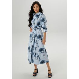 Aniston Selected Damen Aniston SELECTED Blusenkleid mit fantasievollem Blumendruck wei&szlig; 42, N-Gr