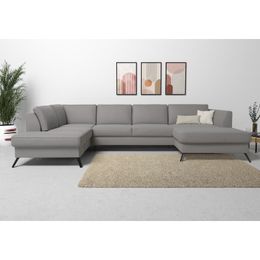 Sit & More sit&more Wohnlandschaft &raquo;Olsen U-Form&laquo; inklusive Sitztiefenverstellung, optional Schlaffunktion, 15cm hoch grau 100% Polyester B/H/T: 335cm x 88cm x 