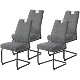 Hela Freischwinger &raquo;KERTIN&laquo; (Set) 4 Stk.XL Sitzbreite, Griff, Federkorb, 140kg belastbar grau Metall, Polyester, Stoff B/H/T: 48cm x 100cm x 64cm, 4 
