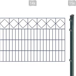 Arvotec Doppelstabmattenzaun &raquo;EXCLUSIVE 80 zum Einbetonieren "Karo" mit Zierleiste&laquo; Zaunh&ouml;he 80 cm, Zaunl&auml;nge 2 - 60 m grau Kunststoff, Stahl H/L: 80cm x 28m,