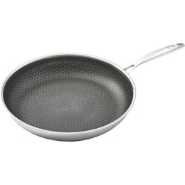 HENSSLERS Bratpfanne Edelstahl 1 tlg. 3-Schicht Material, Wabenstruktur und Antihaftbeschichtung, Induktion silber &Oslash; 20cm + H&ouml;he 4cm