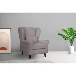 Home Affaire Sessel &raquo;Ohrensessel CHISTELLE, wahlweise mit Polsterhocker&laquo; mit Wellenunterfederung, Ma&szlig;e: B/T/H: 81/87/99 cm beige 100% Polyester 