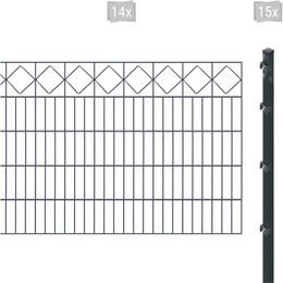 Arvotec Doppelstabmattenzaun &raquo;ESSENTIAL 100 zum Einbetonieren "Karo" mit Zierleiste&laquo; Zaunh&ouml;he 100 cm, Zaunl&auml;nge 2 - 60 m grau Kunststoff, Stahl H/L: 100cm x 