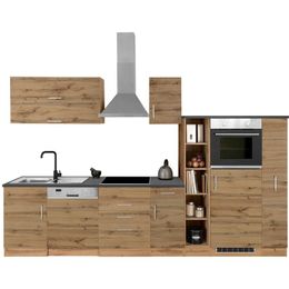KOCHSTATION K&uuml;chenzeile &raquo;KS-Colmar&laquo; ohne E-Ger&auml;te, Breite 330 cm braun B/H/T: 330cm x 60cm