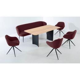 K+w Komfort & Wohnen K+W Komfort & Wohnen Essgruppe &raquo;ZOOM&laquo; abgerundete Essgruppe mit Solobank, 4 Sesseln und 1 Tisch rot Flachgewebe Q2 2250