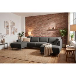 OTTO home Wohnlandschaft &raquo;Sveeva, U-Form, XXL, B.310 cm, schwarze Metallf&uuml;&szlig;e&laquo; langlebiger Webstoff, mit Wellenunterfederung, viele Farben 100% PES B/H