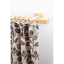 Garesa Gardinenstange &raquo;CUBUS&laquo; &Oslash; 20 mm 1 l&auml;ufig-l&auml;ufig Wunschma&szlig;l&auml;nge Vorhanggarnitur, verl&auml;ngerbar, Endknopf eckig, mit Ringe beige Holzwerkstoff B/L: