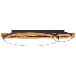 Brilliant LED Deckenleuchte &raquo;Pirus&laquo; 1 Stk. Warmwei&szlig; 70 x 30 cm, 3300 lm, 3000 K, dimmbar, schwarz/holz schwarz H: 8cm, 1 Stk.