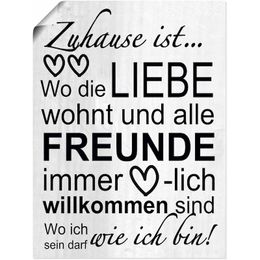 Artland Wandbild &raquo;Wo die Liebe wohnt&laquo; Spr&uuml;che & Texte 1 Stk. tlg. als Leinwandbild, Poster in verschied. Gr&ouml;&szlig;en grau B/H/T: 45cm x 60cm, Poster Spr&uuml;che & 