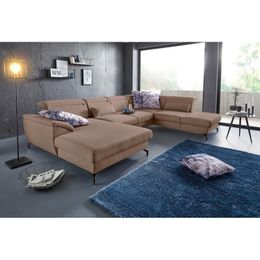 Sit & More sit&more Wohnlandschaft &raquo;Percy U-Form&laquo; 12 cm Fu&szlig;h&ouml;he, Sitztiefenverstellung, wahlweise in 2 Fu&szlig;farben beige B/H/T: 343cm x 235cm, Feinstruktur, 