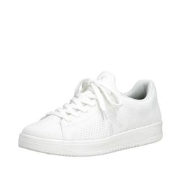 RIEKER SPORT Damen Plateausneaker, Gr. 41, wei&szlig;, Textil, unifarben, Schuhe, Slip-on Sneaker, Halbschuh, Freizeitsneaker mit aufgesetzter Schn&uuml;rung