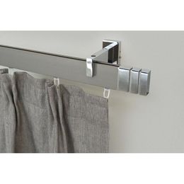 Garesa Gardinenstange &raquo;FLAT&laquo; 1 l&auml;ufig-l&auml;ufig Wunschma&szlig;l&auml;nge Rechteckprofil, Wandmontage, perfekter Lauf, modern, verl&auml;ngerbar silber Aluminium B/L: 