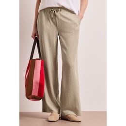 Street One Damen Jogginghose, beige, Gr. 44, unifarben, Web, Obermaterial: 59% Polyester, 40% Viskose, 1% Elasthan, Hosen, mit elastischem Bund