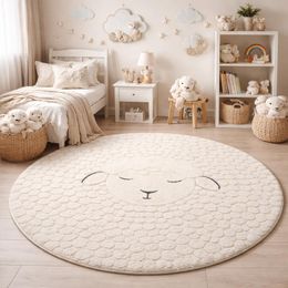 the carpet Teppich &raquo;Elisa Kids&laquo; rund 12 mm H&ouml;he Kids Kinderzimmer Teppich strapazierf&auml;hig und pflegleicht beige Polypropylen &Oslash; 120cm 1 Stk., 12mm, &Oslash; 