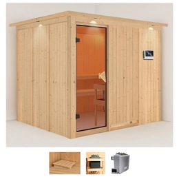 Karibu Sauna &raquo;Gitte&laquo; Set, Ofen 9 KW externe Strg easy beige Saunaofen, externe Steuerung, 9 kW