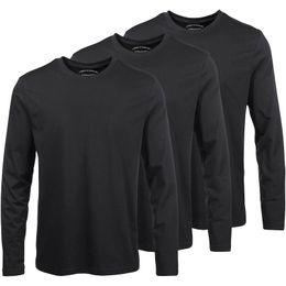 MAN'S WORLD Man's World Herren Langarmshirt &raquo;neue Farbe !&laquo; 3er-Pack, Langarm, unifarben, aus Baumwolle, im 3er-Pack schwarz 56/58 (XL)