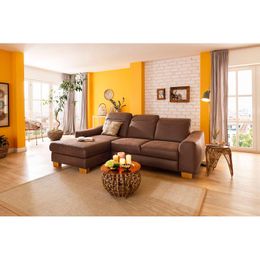 Home Affaire Ecksofa &raquo;Dundee L-Form&laquo; wahlweise mit Kopfteilverstellung und zus&auml;tzlich mit Schlaffunktion braun Luxus-Microfaser Florence (100% 