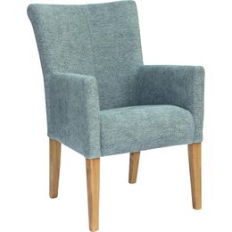 Home Affaire Armlehnstuhl &raquo;King&laquo; () Esszimmerstuhl mit bequemer Polsterung, Esszimmersessel mit Armlehnen blau Polyester B/H/T: 60cm x 92cm x 65cm, 