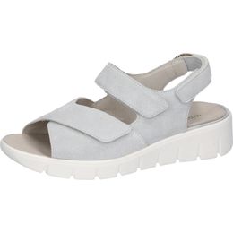 Waldl&auml;ufer WALDL&Auml;UFER Damen Sandale "K-ADEA", Gr. 4,5, grau, Veloursleder, unifarben, Basic, Schuhe, Keilsandalette, Sommerschuh, Bequemschuh, Klettverschl&uuml;sse,