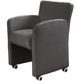 exxpo - sofa fashion Sessel &raquo;Cortado, Loungesessel auf Rollen, schmale Armlehnen, bequem&laquo; hohe Bodenfreiheit, sch&ouml;ne Detailverarbeitung grau 