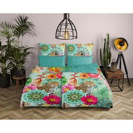 HIP Wendebettw&auml;sche &raquo;Ximena&laquo; 2 Stk. Mako-Satin, 135x200, Rei&szlig;verschluss, Wendeoptik, Mandala, Bunt, T&uuml;rkis bunt Satin, Obermaterial: 100% Baumwolle B/