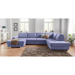 Sit & More sit&more Wohnlandschaft &raquo;Santorini U-Form&laquo; mit Federkern und Sitztiefenverstellung, wahlweise mit Schlaffunktion blau Luxus-Microfaser ALTARA NUBUCK (