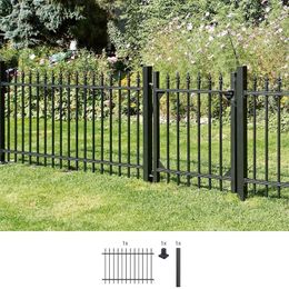 Alberts Metallzaun &raquo;Anbauset Chaussee&laquo; H&ouml;he: 100 und 120 cm, Breite: 200 cm, zum Aufschrauben schwarz Aluminium H/L: 120cm x 2m, Pfosten: 1 Stk.