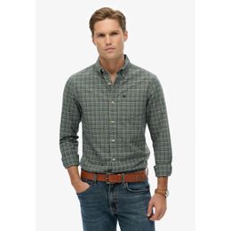 Superdry Herren Langarmhemd &raquo;PREMIUM CHECK OXFORD SHIRT&laquo; Regular Fit, aus Baumwolle, mit Knopfleiste gr&uuml;n XL, N-Gr