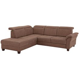 OTTO home Ecksofa &raquo;Solvei L-Form&laquo; wahlweise auch mit Kopfteilverstellung und Schlaffunktion, Federkern braun Luxus-Microfaser Lederoptik (100% 