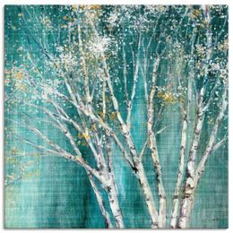 Artland Leinwandbild &raquo;Blaue Birke&laquo; B&auml;ume 1 Stk. tlg. auf Holzrahmen gespannt blau Leinwand B/H/T: 100cm x 100cm, Leinwandbild B&auml;ume quadratisch, 1 Stk.