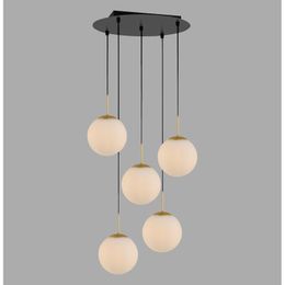 LeGer Home by Lena Gercke Deckenleuchte &raquo;Elorea - Pendellampe mit gro&szlig;en Glaskugeln&laquo; E14 1 Stk. opal matt wei&szlig;, schwarz gold, Pendell&auml;ge einstellbar, 