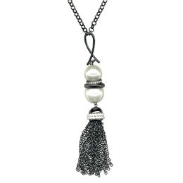 Firetti Damen Lange Kette &raquo;Schmuck Geschenk Shiny Lush Pearl Y-Kette&laquo; mit Glasstein - mit Kunststoffperle Kunststoff Metall, L: 88